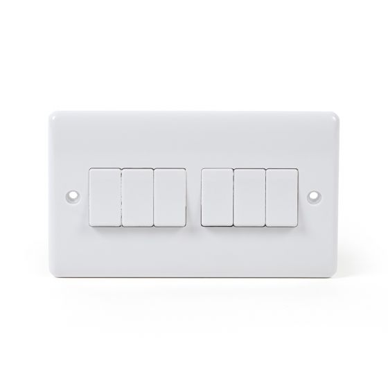 6 Gang White Switch | White 6 Gang Switch - Elesi