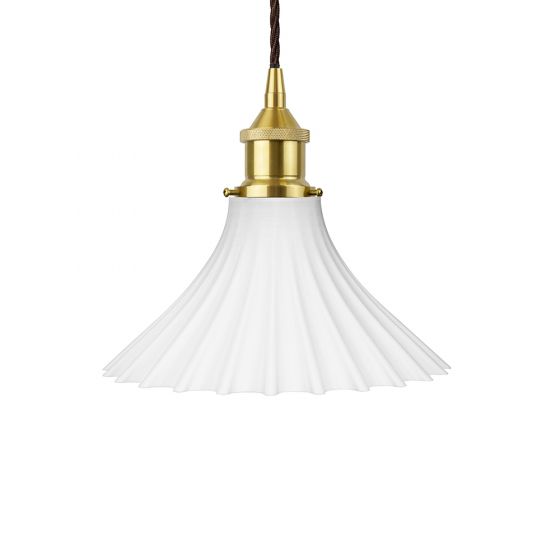 Scallop Fluted Bell Surf White Pendant Light - Elesi