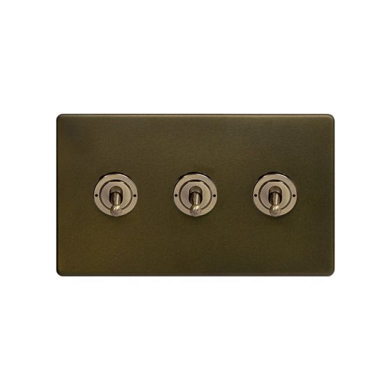 Soho Lighting Bronze 20A 3 Gang Intermediate Toggle Black Inserts ...