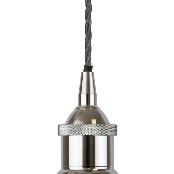 Soho Lighting Nickel Decorative Bulb Holder with Grey Twisted Cable - Elesi
