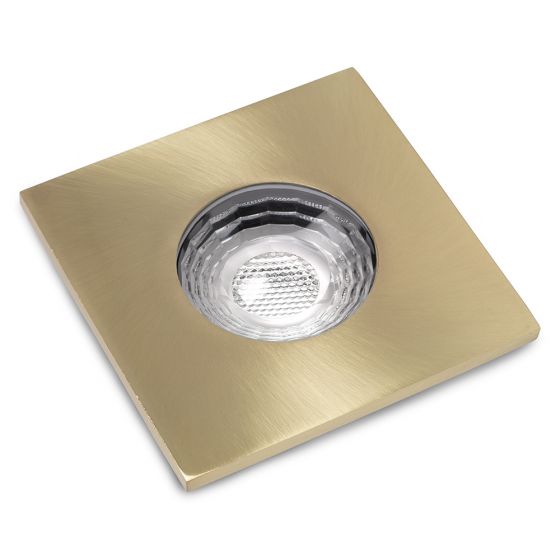 Lieber Brushed brass GU10 Fire rated IP65 square downlight - Elesi