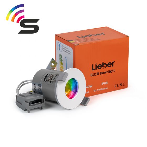 Lieber White IP65 Fire Rated Colour Changing Smart Downlight - Elesi
