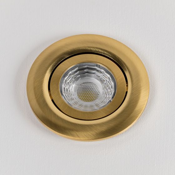 Brushed Brass Fire Rated Tiltable LED Downlights Dimmable 4K Adjustable ...