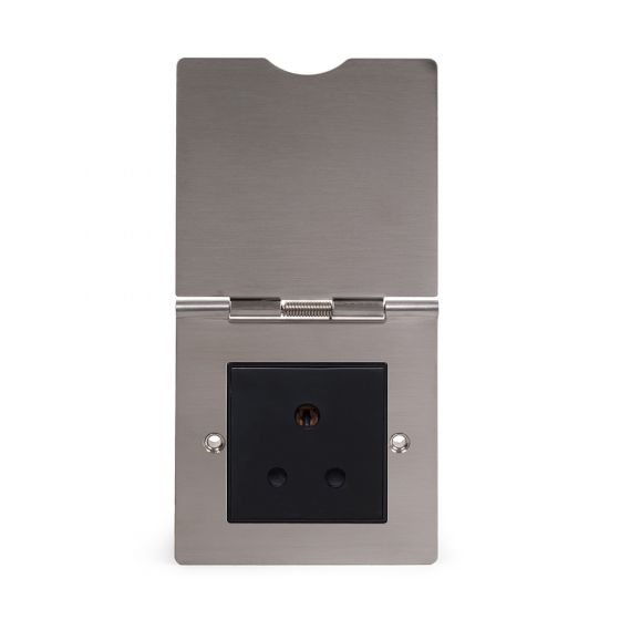 Soho Lighting Brushed Chrome & Black 5 Amp Floor Socket | Brushed ...