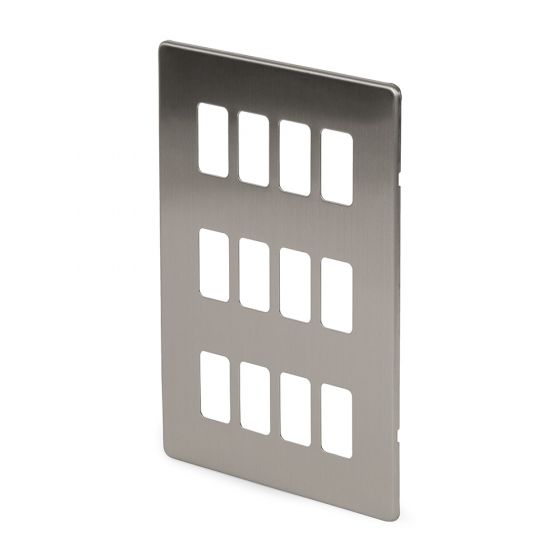 12 Gang Switch Plate | Soho Lighting Brushed Chrome 12 Gang Grid Plate ...