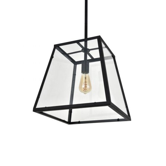 Glass Lantern Pendant Light | Geo Trapeze Metal and Glass Pendant - Elesi