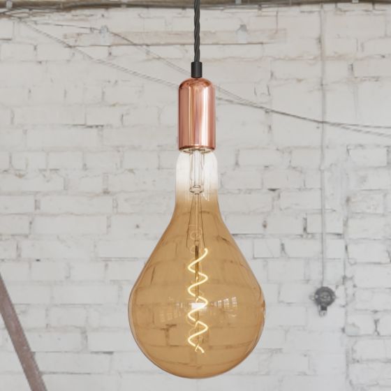 Rose Gold Bulb Holder | Edison Pendant Bulb Holder With Twisted Black ...