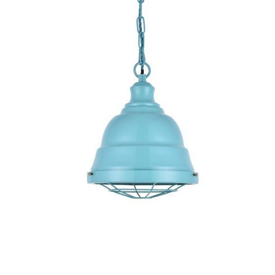 Ganton Vintage Cage Pendant Light Duck Egg Blue - Elesi