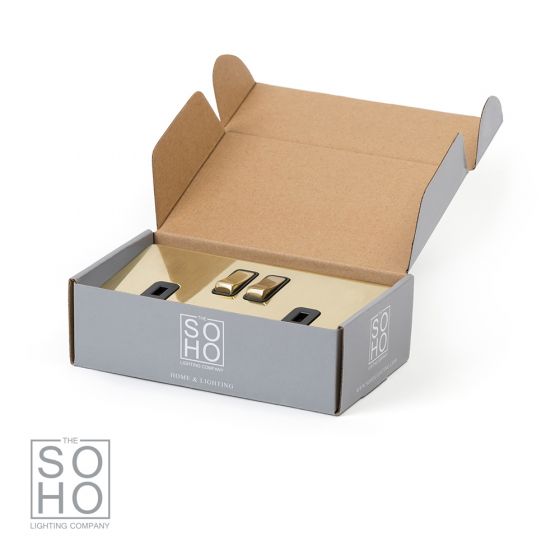 24k Brushed Brass 2 Gang Socket with Black Insert - Elesi