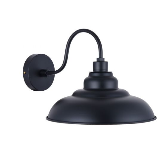 Portland Reclaimed Style Wall Light Matt Black - Elesi
