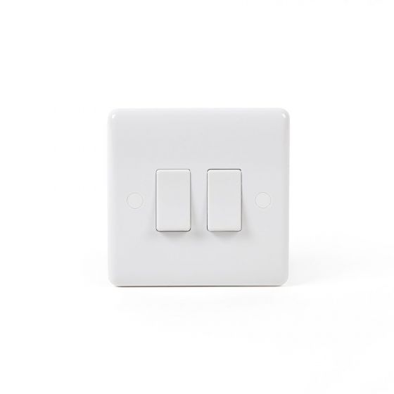 Lieber Silk White 2 Gang Retractive Switch - Curved Edge - Elesi Lieber Silk White 2 Gang Retractive Switch - Curved Edge - Elesi