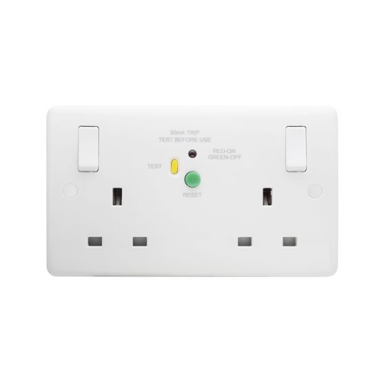 Lieber Silk White 13A 2 Gang Switched Socket RCD Latched-30mA Type A ...