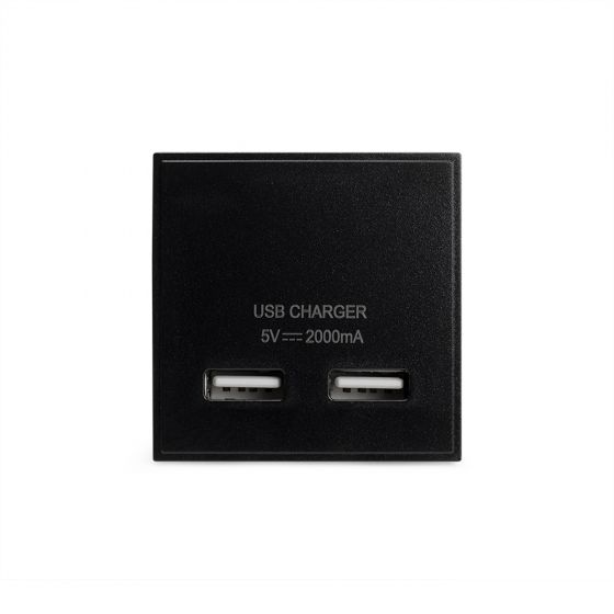 Soho Lighting Black USB Charger 2 Gang EM-Euro Module - Elesi