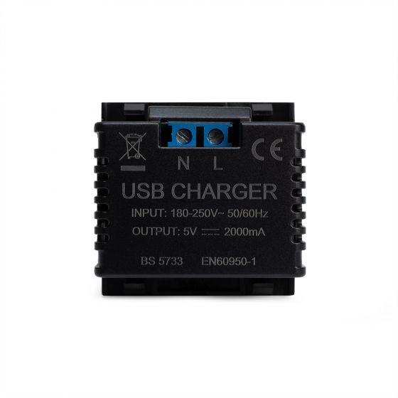 Soho Lighting Black USB Charger 2 Gang EM-Euro Module - Elesi