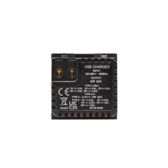 Soho Lighting Black Dual Fast Charge USB A+C Charger Euromodule 45W Max ...