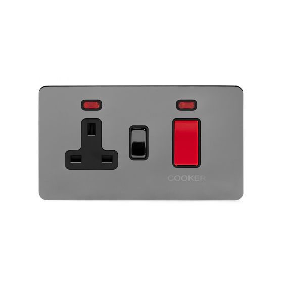 Soho Lighting Black Nickel Flat Plate 45A Cooker Control Unit With Neon ...