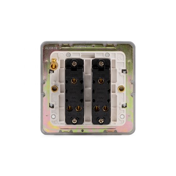 White Metal 2 Gang Light Switch | 10A 2 Way Double Switch - Elesi