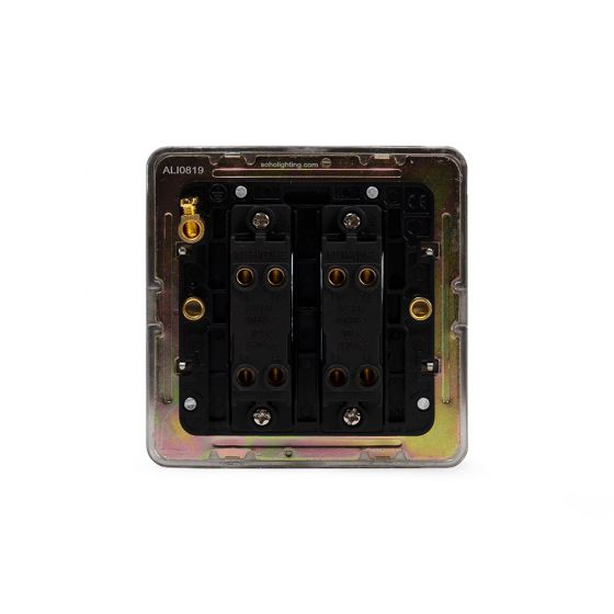 Soho Lighting Brushed Chrome Flat Plate 2 Gang Intermediate Switch Blk ...