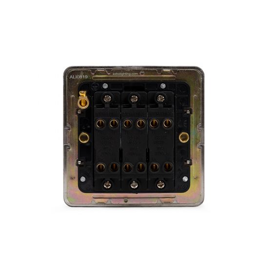 Soho Lighting Brushed Chrome Flat Plate 3 Gang Intermediate Switch Blk ...