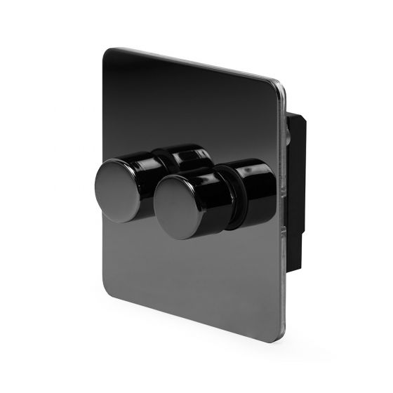 Soho Lighting Black Nickel Flat Plate 250W 2 Gang 2 Way Trailing Dimmer ...