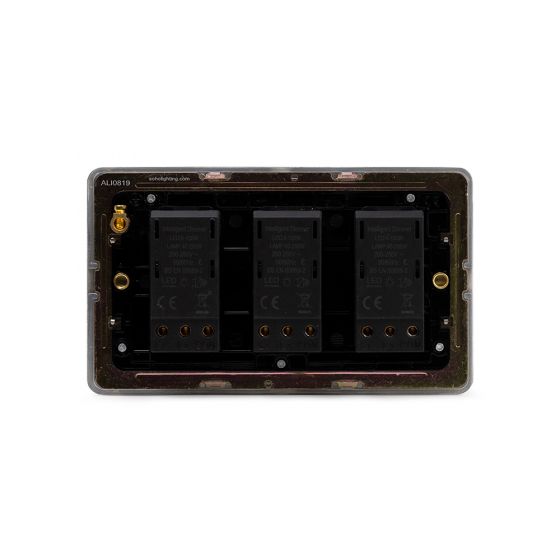 Soho Lighting Brushed Chrome Flat Plate 250W 3 Gang 2 Way Trailing ...