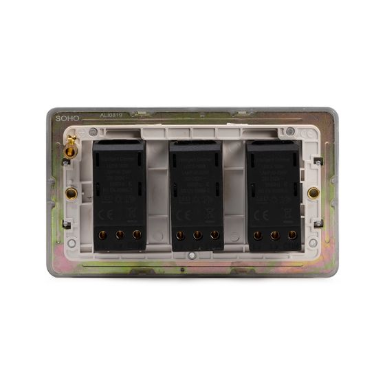 Soho Lighting White Metal Flat Plate 250W 3 Gang 2 Way Trailing Dimmer ...