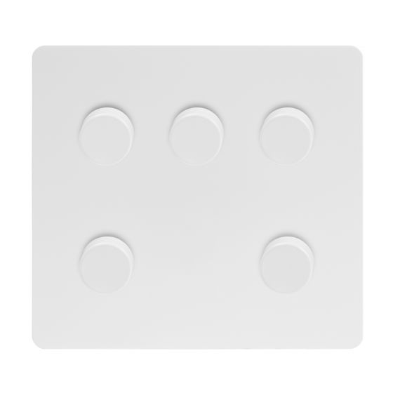 White Metal Flat Plate 5 Gang Dimmer Switch | 5 Gang LED Dimmer - Elesi