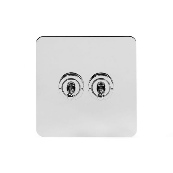 Soho Lighting Polished Chrome Flat Plate 2 Gang Retractive Toggle ...