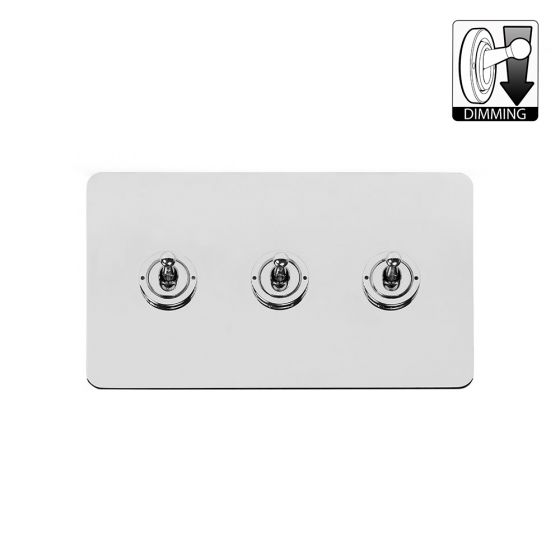 Soho Lighting Flat Plate Polished Chrome 3 Gang Dimming Toggle Switch ...