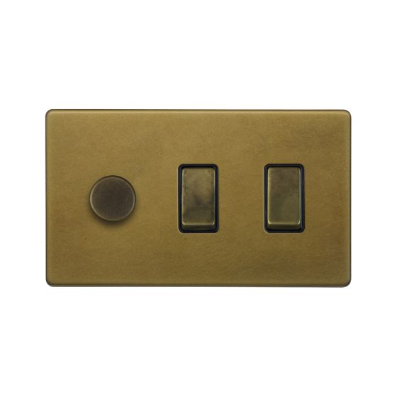 Soho Lighting Old Brass 3 Gang Light Switch with 1 dimmer (2x 2 Way ...