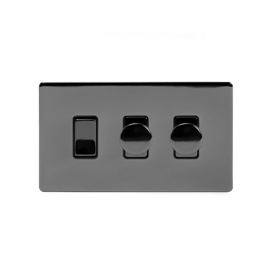 Soho Lighting Black Nickel 3 Gang Light Switch with 2 dimmers - Elesi