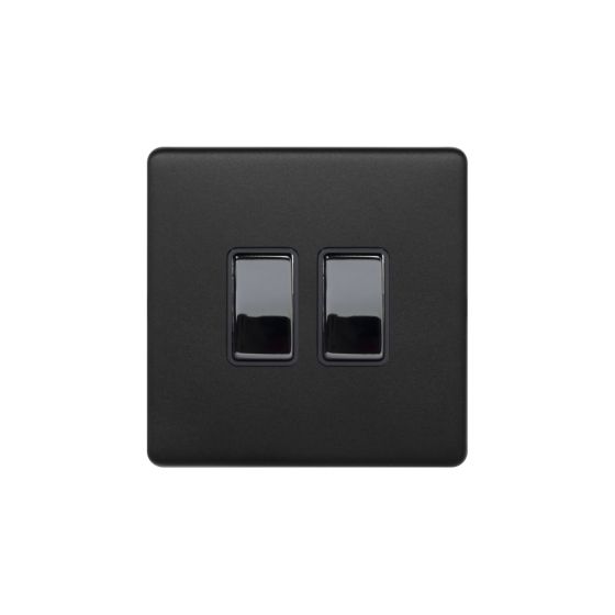 Soho Lighting Matt Black 2 Gang Screwless Retractive Switch - Elesi