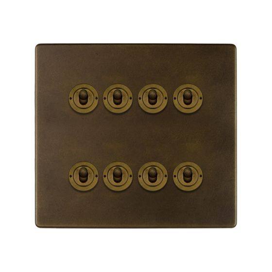 Soho Lighting Vintage Brass 8 Gang Toggle Light Switch 20A 2 Way - Elesi