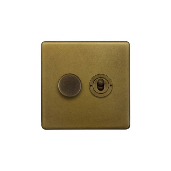 Soho Lighting Old Brass 2 Gang Dimmer and Toggle Switch Combo (1x150W ...