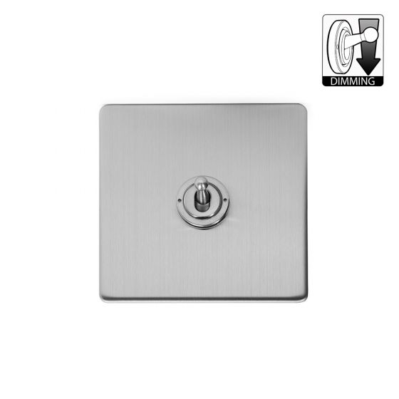 Soho Lighting Brushed Chrome 1 Gang Dimming Toggle Switch - Elesi