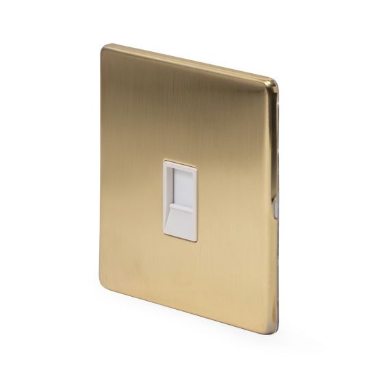Soho Lighting Brushed Brass 1 Gang Data Socket RJ45 Ethernet Cat5 Wht ...
