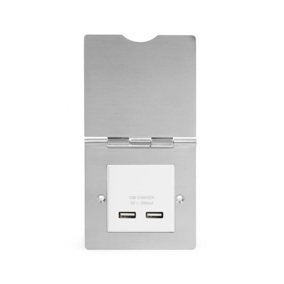 Soho Lighting Brushed Chrome USB Charger Floor Socket 1 Gang Blk Ins ...