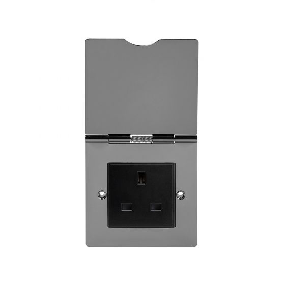 13A 1Gang Euro Module Floor Socket Black Nickel - Elesi