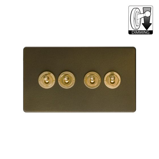 Soho Lighting Fusion Bronze & Brushed Brass 4 Gang Dimming Toggle ...